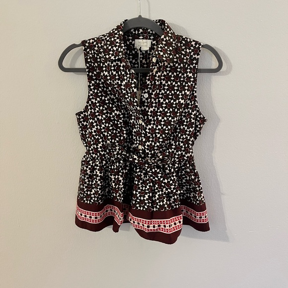 kate spade | Tops | Kate Spade Black And White Peplum Blouse With ...
